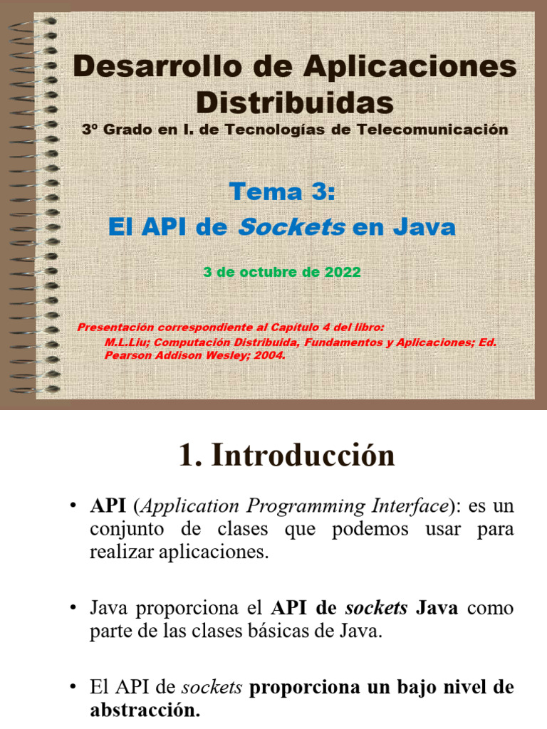 A08 Presentacion Tema 3-El API de Sockets Java | PDF | Informática | Tecnología