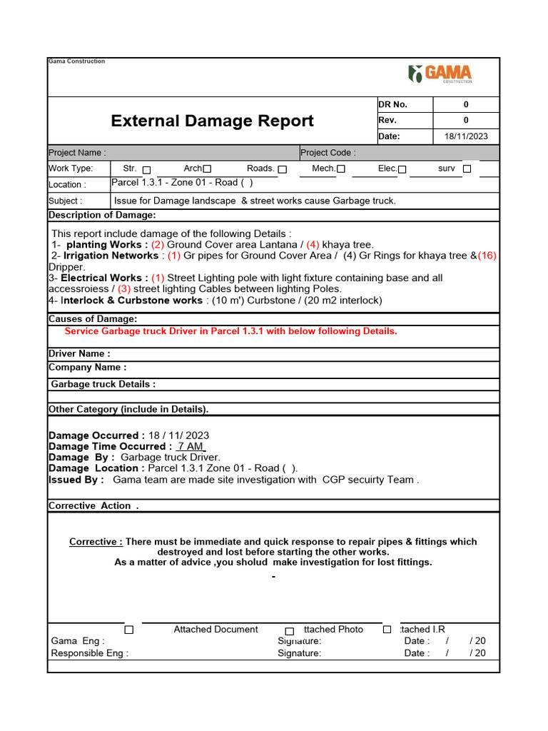 Damage Report - 01 - Parcel | PDF