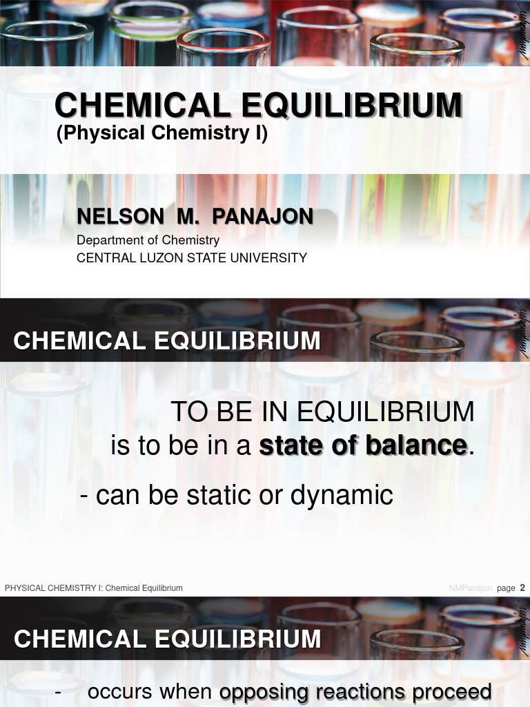 Physical Chemistry 1 Lecture 09 - Chemical Equilibrium | PDF | Chemical ...