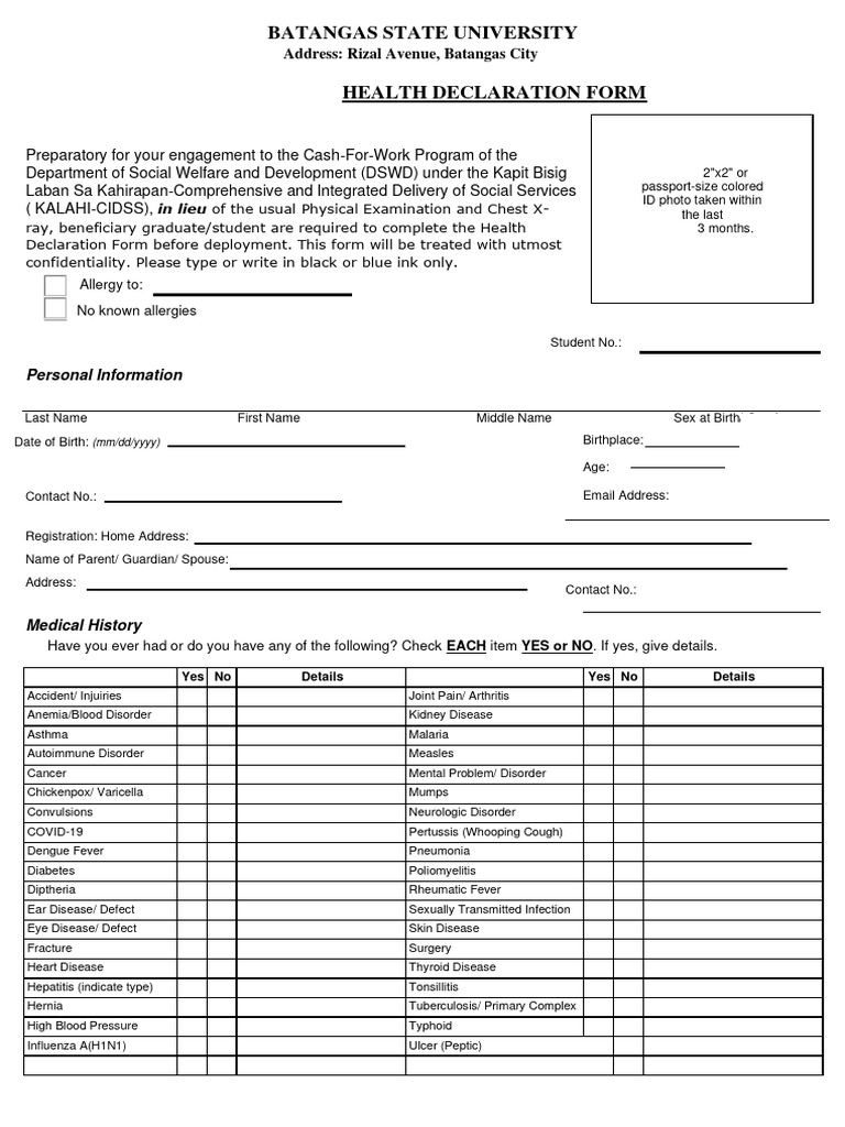 Health-Declaration-Form | PDF | Informed Consent | Medical Specialties