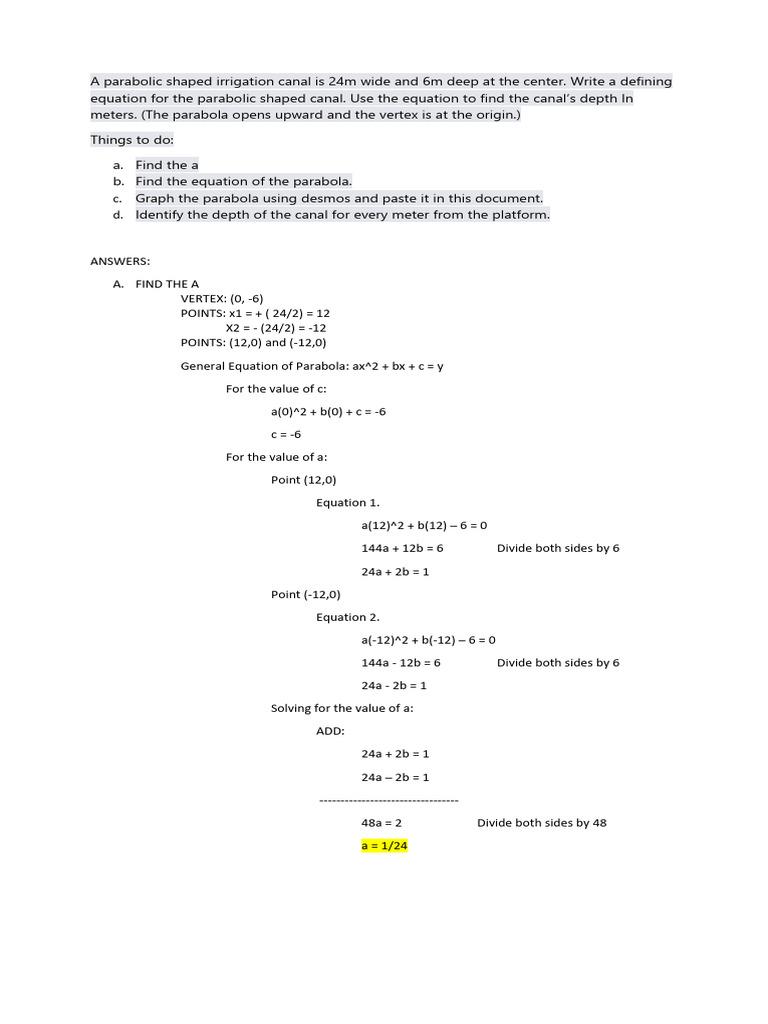 PARABOLA | PDF | Analytic Geometry | Mathematics