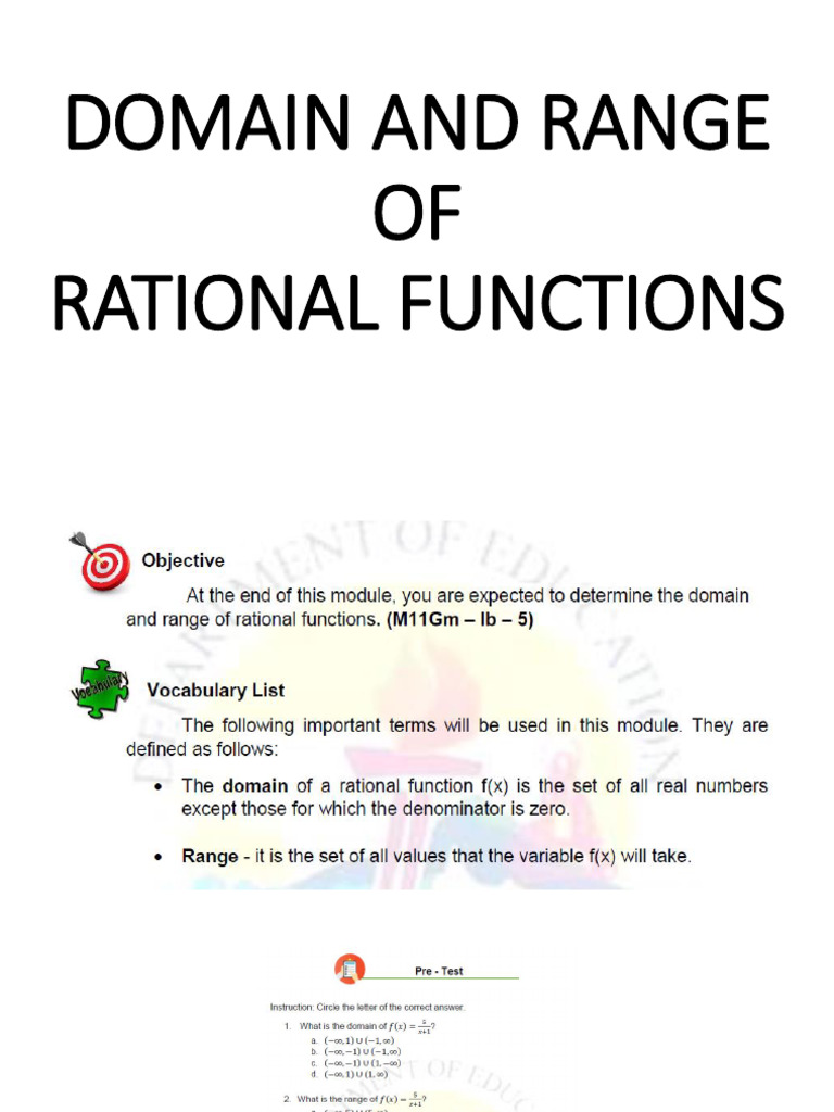 Domain and Range of Rational Functions | PDF
