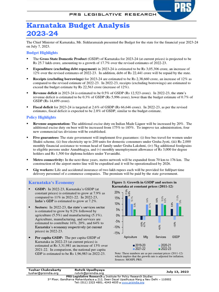 Karnataka Budget Analysis 2023-24 | PDF