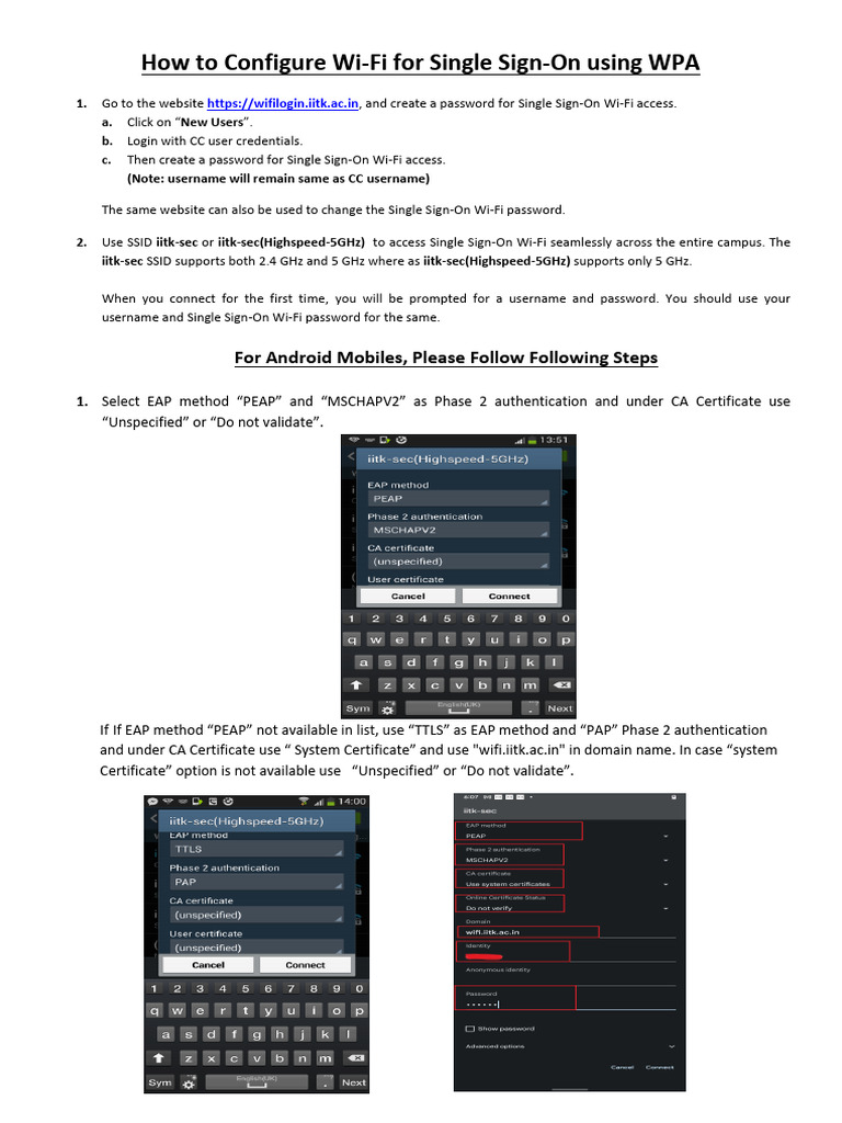 Wifi With Single Signon | PDF
