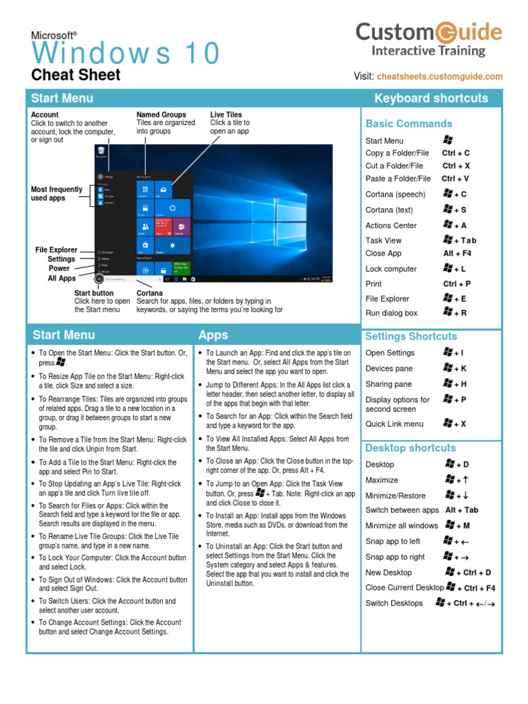 UFSAIT Windows10 CheatSheet | PDF | Microsoft Software | Software
