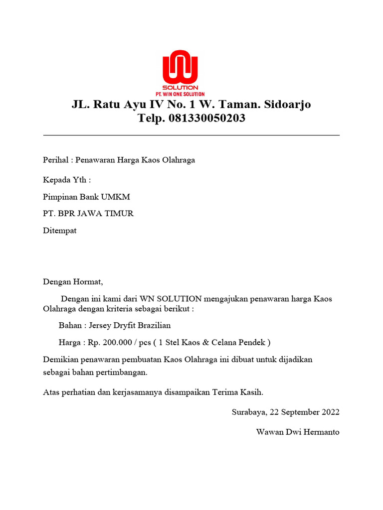 Penawaran Bank BPR Jatim | PDF Penawaran Bank BPR Jatim | PDF