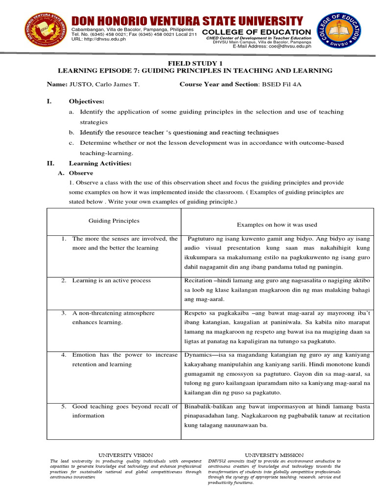 To Print - FS1 E7. | PDF | Learning | Behavior Modification