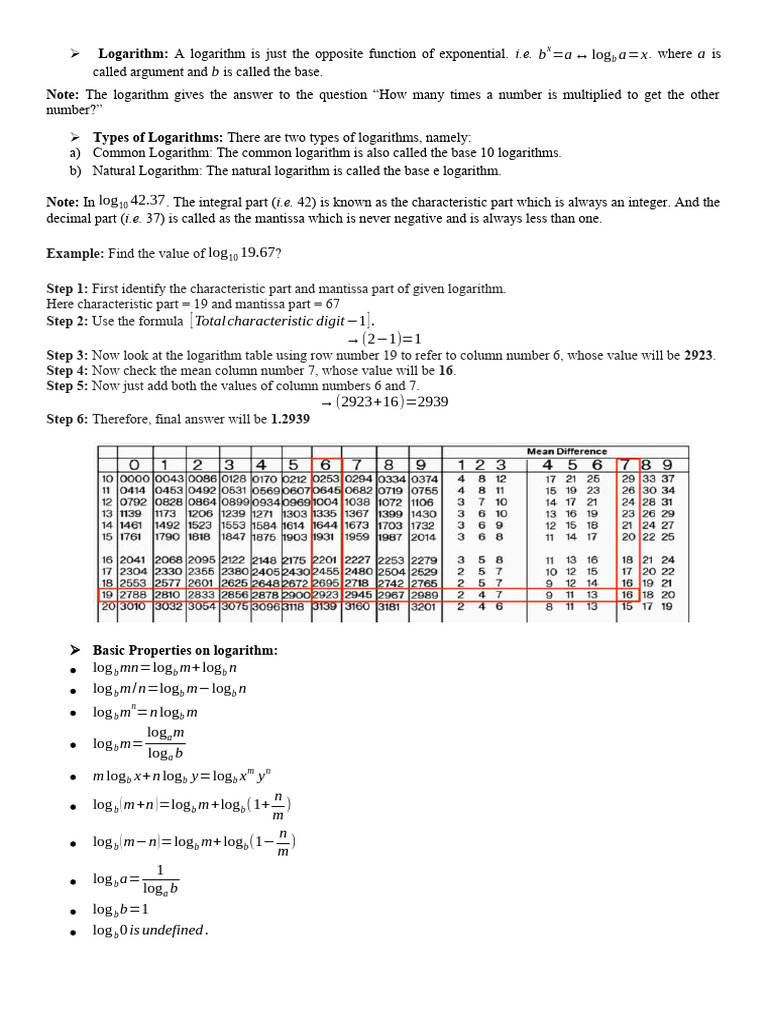 Logarithm | PDF | Logarithm | Numbers
