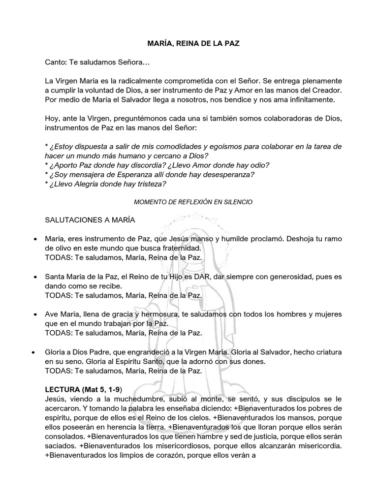Maria Reina de La Paz | PDF | María, madre de Jesús | Amor