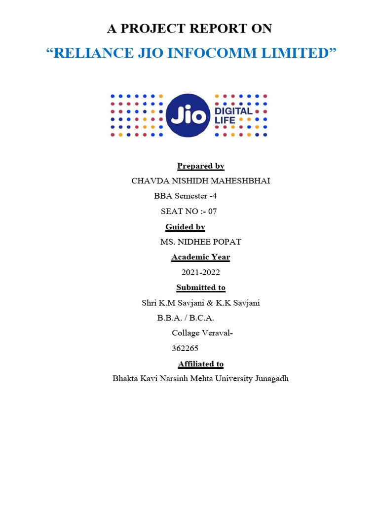 'Nishidh Chavda, Reliance Jio' PDF (SYBBA SEM 04) | PDF | Recruitment | Human Resources