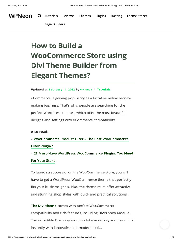 How To Build A WooCommerce Store Using Divi Theme Builder | PDF | Computers