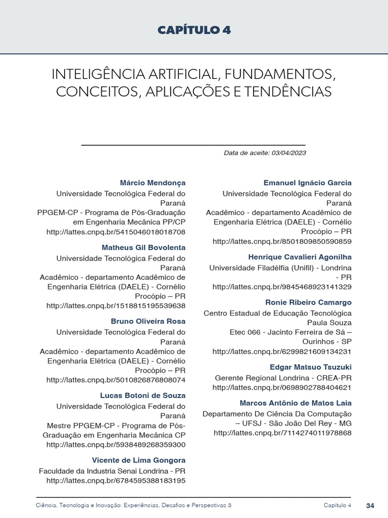Inteligencia Artificial Fundamentos Conceitos Aplicacoes e Tendencias 2 | PDF | Inteligência ...