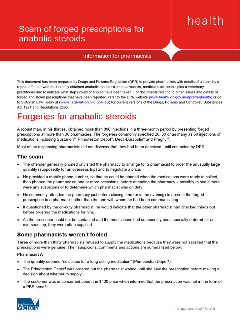 Scam of Forged Prescriptions For Anabolic Steroids - Information For ...