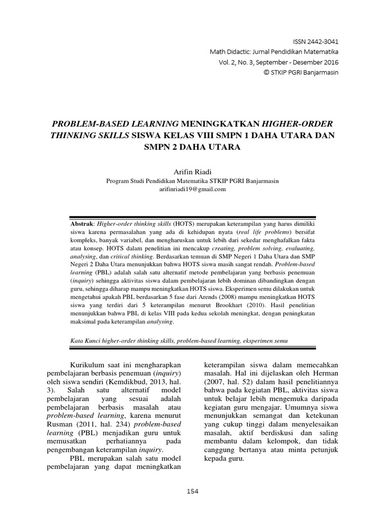 ID Problem Based Learning Meningkatkan High | PDF