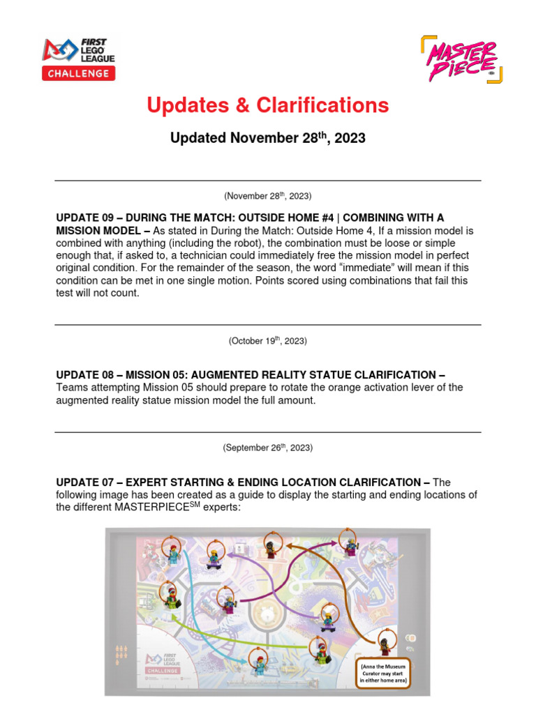 FLL Challenge Masterpiece Challenge Updates | PDF