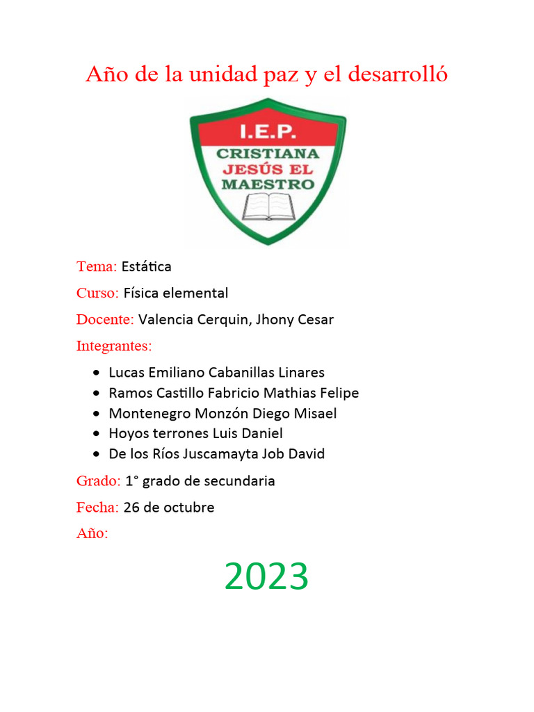 Año De La Unidad Paz Y El Desarrolló Pdf