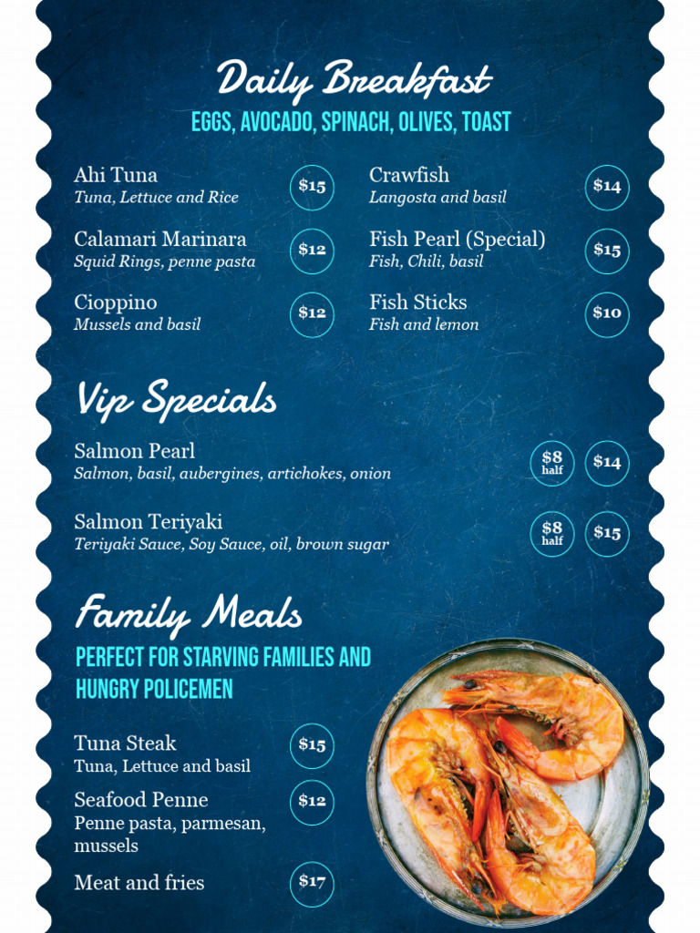 Seafood Restaurant Menu | PDF