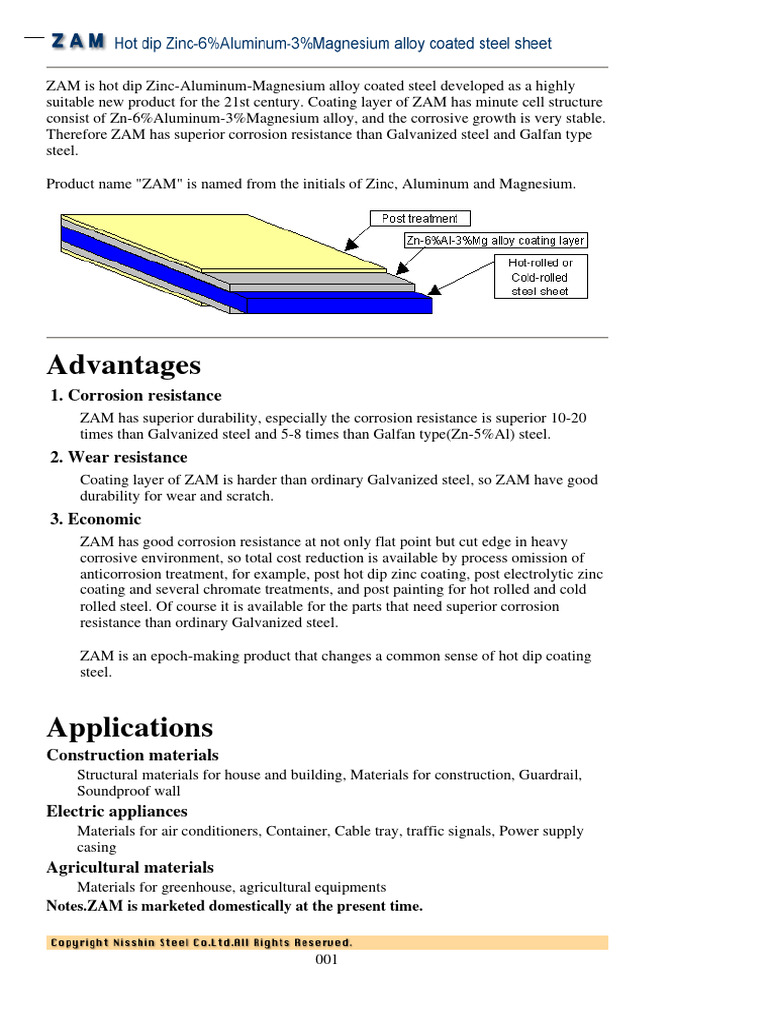 ZAM - Technical Information | PDF