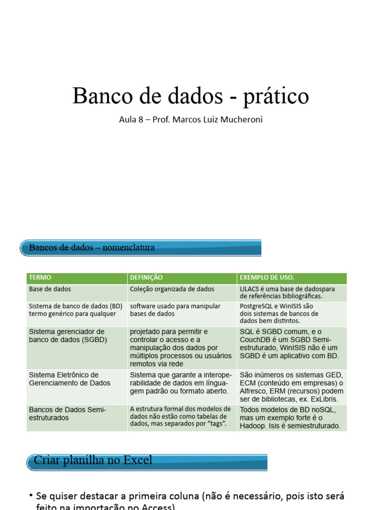 Aula 8 | PDF | Bancos de dados | SQL