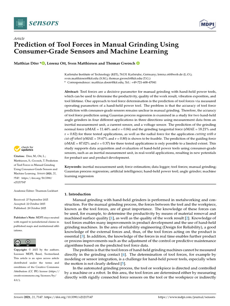 Sensors 21 07147 v2 | PDF | Regression Analysis | Normal Distribution