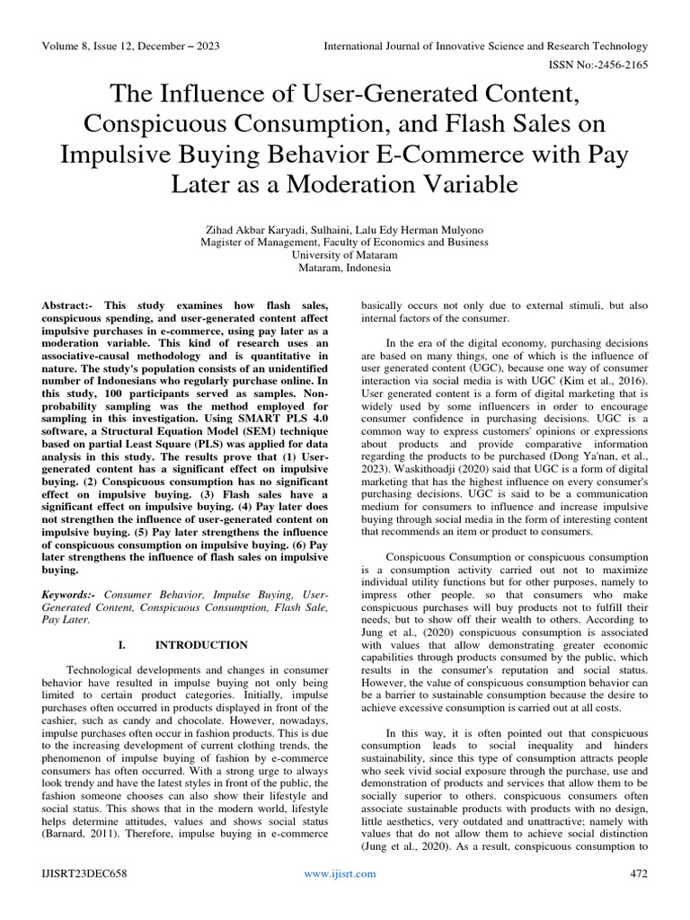 The Influence of User-Generated Content, Conspicuous Consumption, and ...