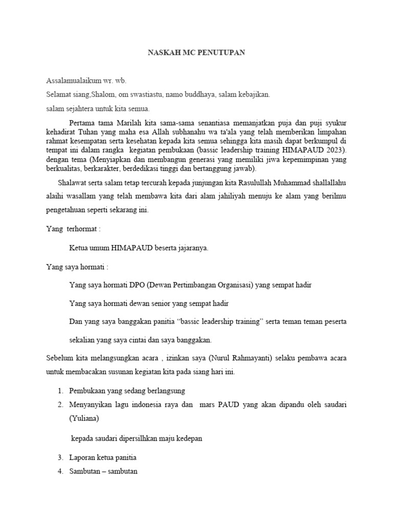 Naskah MC BLT | PDF