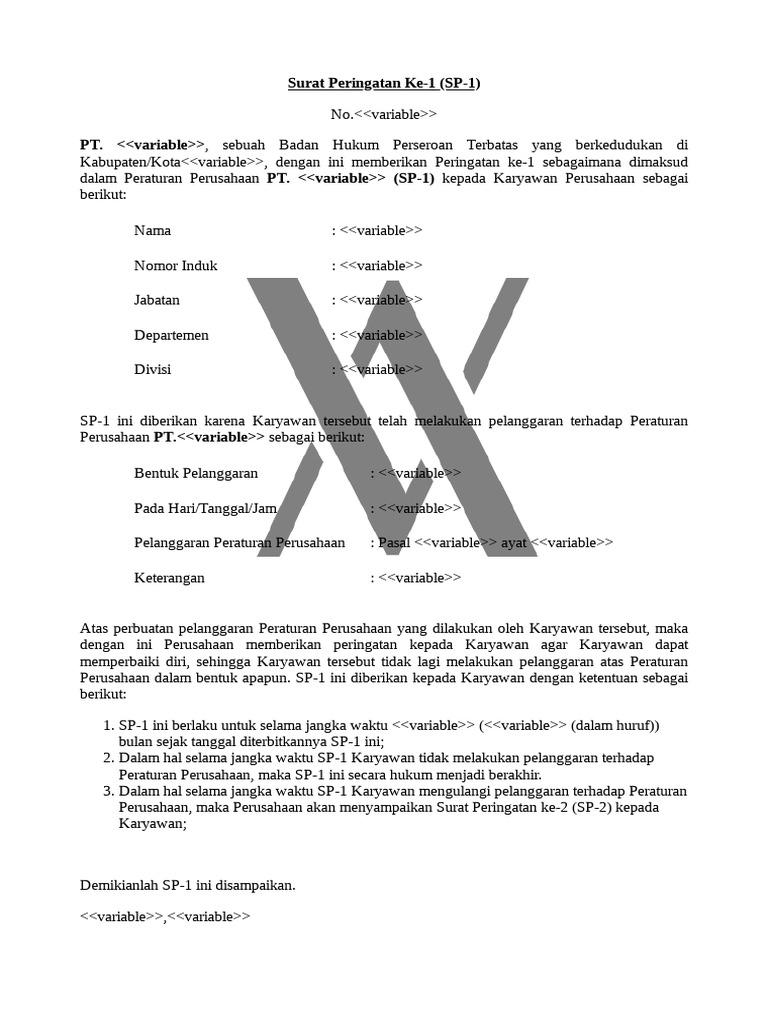 Surat Peringatan Pertama untuk Karyawan | PDF | Bisnis | Pengelolaan ...