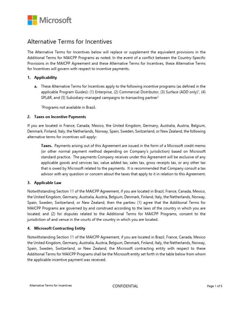 Alternative Incentive Terms Guide | PDF | Taxes | Value Added Tax