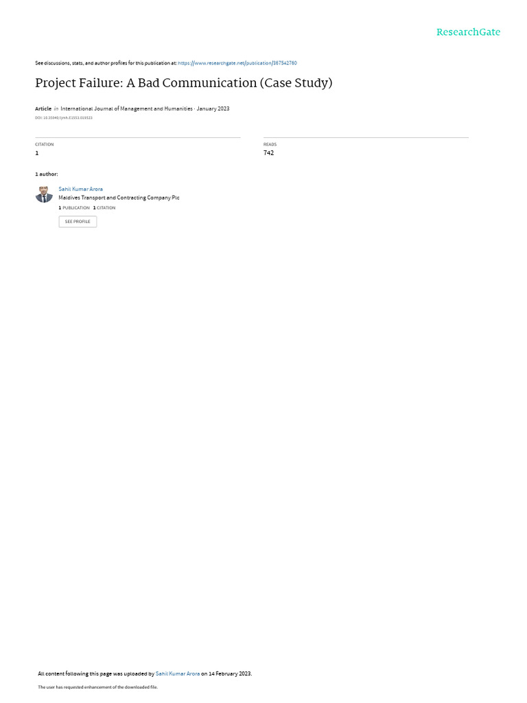 Project Failure A Bad Communication (Case Study | PDF | Conflict Of ...