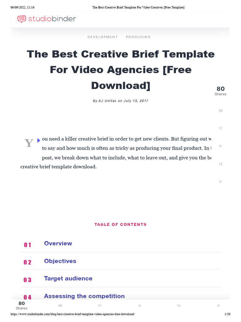The Best Creative Brief Template For Video Creatives (Free Template ...