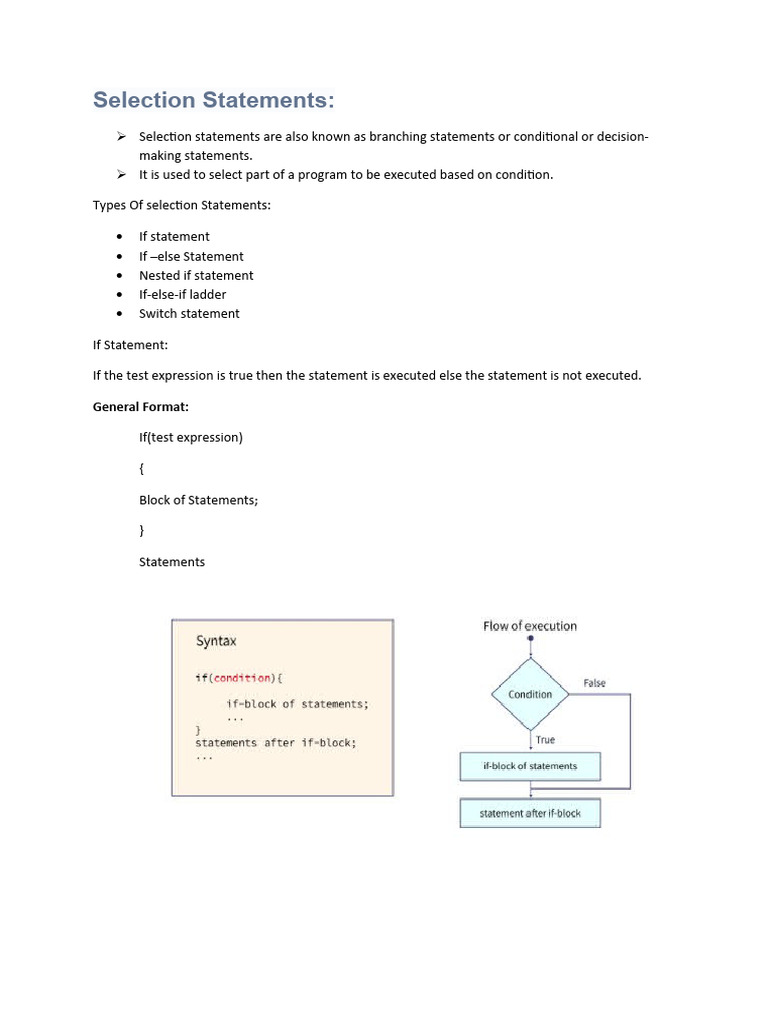 Selection Statements | PDF | Computer Engineering | Control Flow