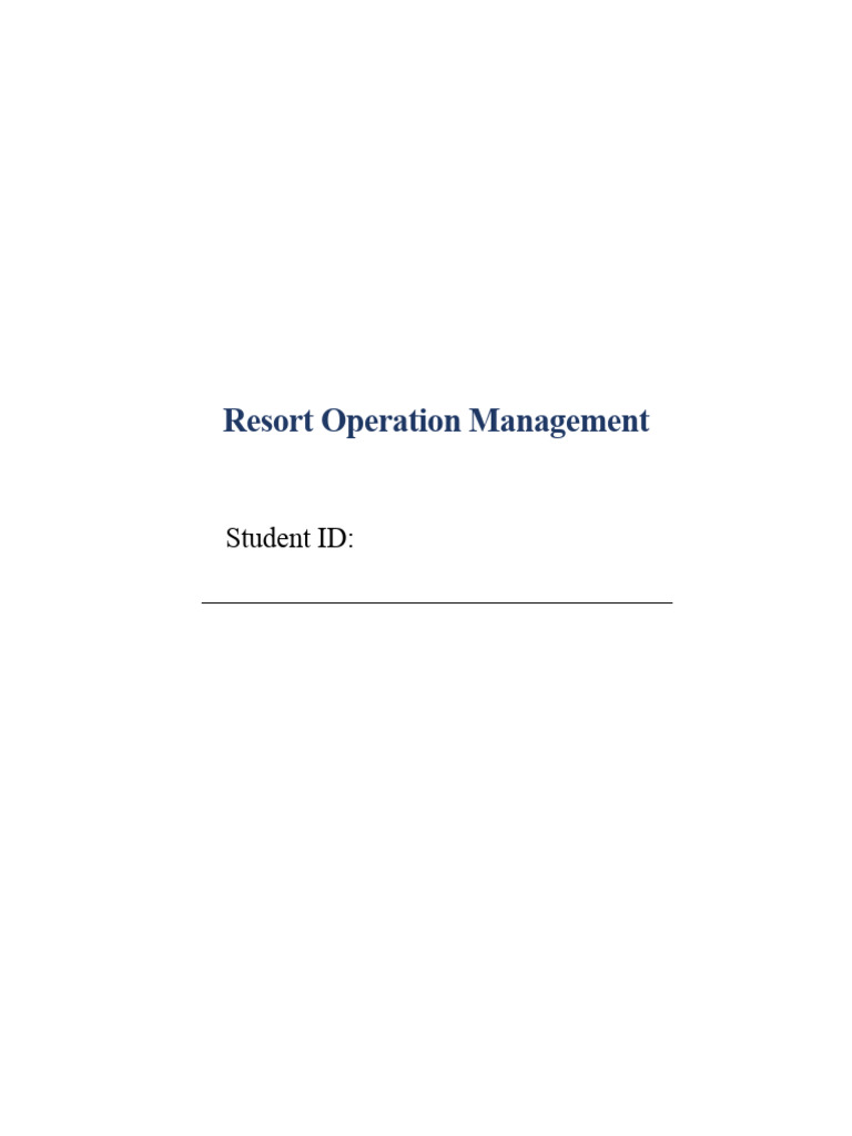 Resort Operations Management | PDF | Supply Chain | Tourism