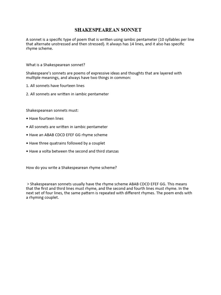 Understanding Shakespearean Sonnets | PDF | William Shakespeare | Rhetoric