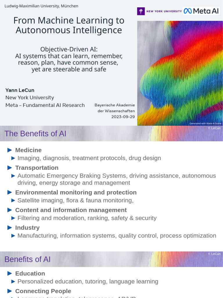 Yann Le Cun Conference Munich Artificial Intelligence "Autoregressive Models Suck" | PDF ...