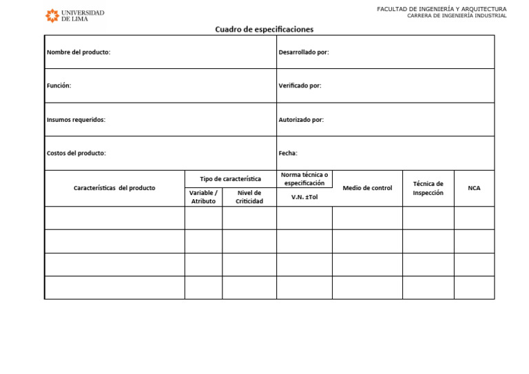 Plantilla Cuadro de Especificaciones | PDF | Tecnología