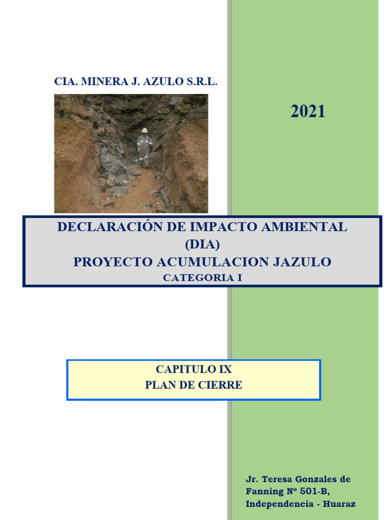 Cap Ix. Plan de Cierre | PDF | Temblores | Minería Cap Ix. Plan de Cierre | PDF | Temblores | Minería