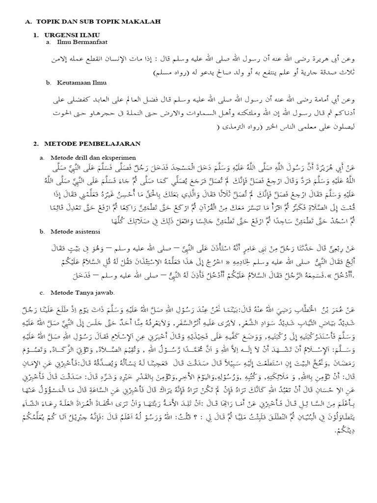 materi hadis ( Tafsir dan Hadis tarbawi ) | PDF