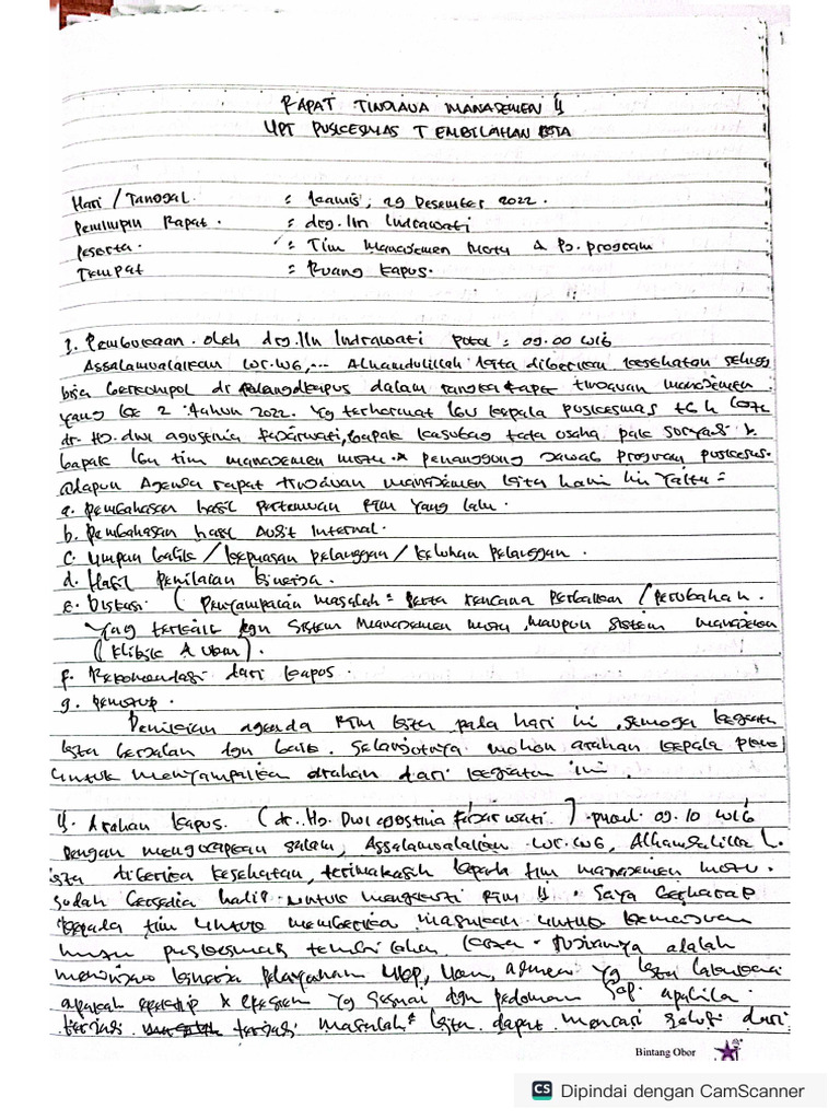 Notulen RTM Ke Dua Tahun 2022 | PDF