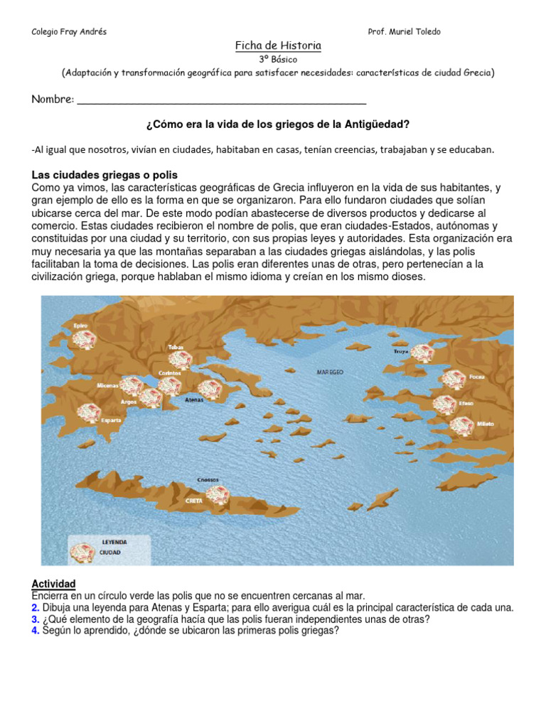 Ficha Historia 3° J 2 Parte. Ciudades Griegas | Descargar gratis PDF ...