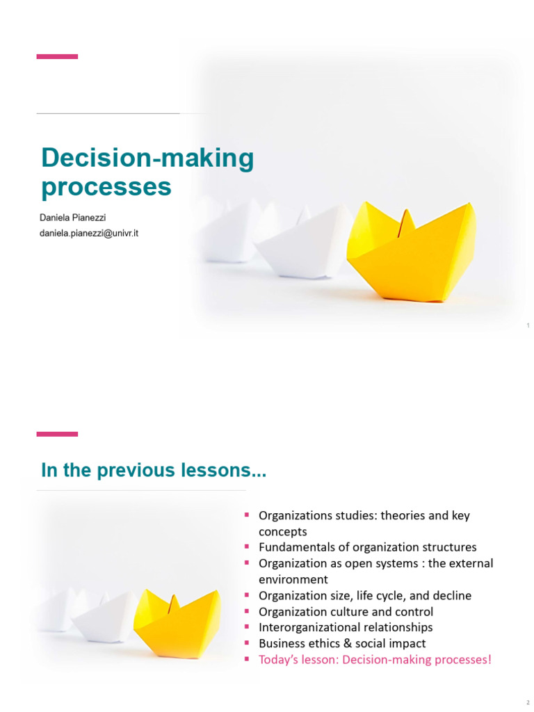 Lecture 8. Decision-making processes | PDF | Decision Making | Rationality