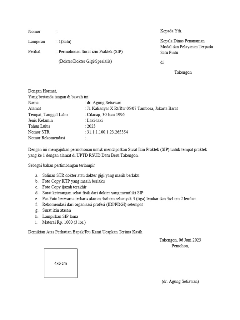 Surat Permohonan SIP | PDF | Pengembangan Diri | Kesehatan Holistik