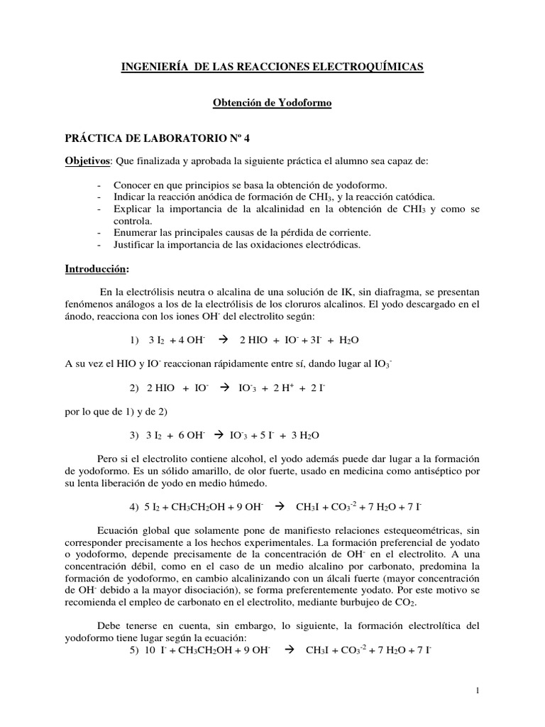 P04-Obtención de Yodoformo | PDF | Electrólito | Carbonato