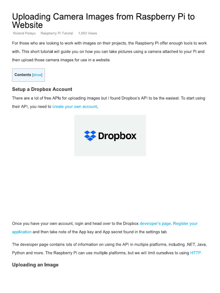 Uploading Camera Images To Website | PDF
