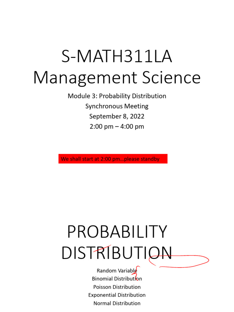 Module 3 Discrete Probability Distribution | PDF | Probability Distribution | Variance