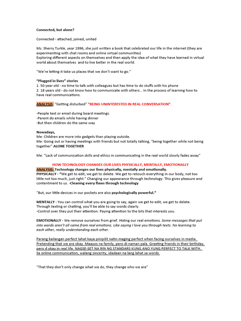 Connected, But Alone | PDF | Solitude | Loneliness