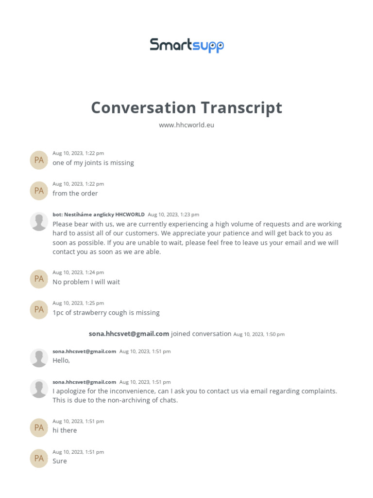Conversation Transcript: PA PA | PDF | Computer Mediated Communication