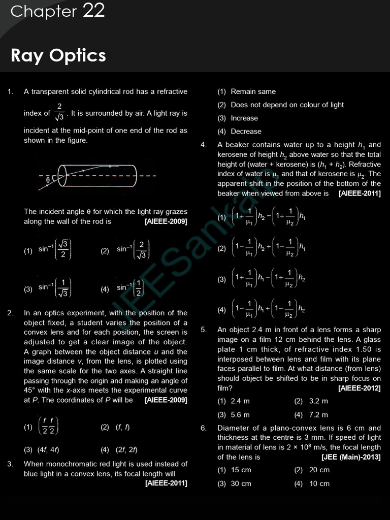 Ray Optics | PDF | Mirror | Optics
