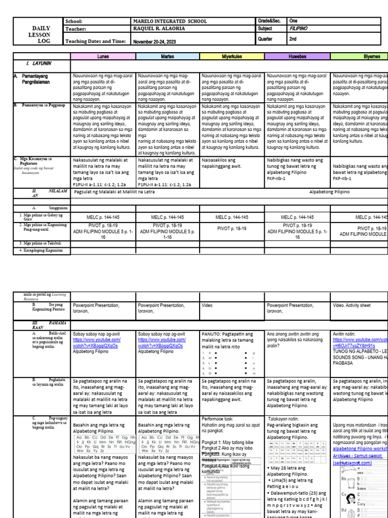 Q2 DLL Filipino1 Week-3 | PDF