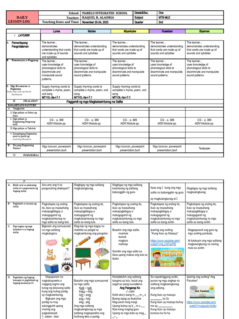 MTB Mle1 DLL Q2 Week 3 | PDF
