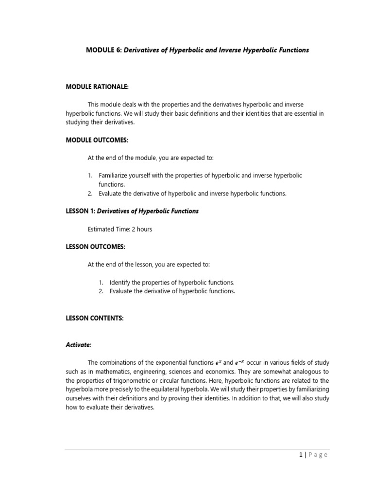 Module 6 - Calculus 1 (Revision 1) | PDF | Function (Mathematics) | Combinatorics